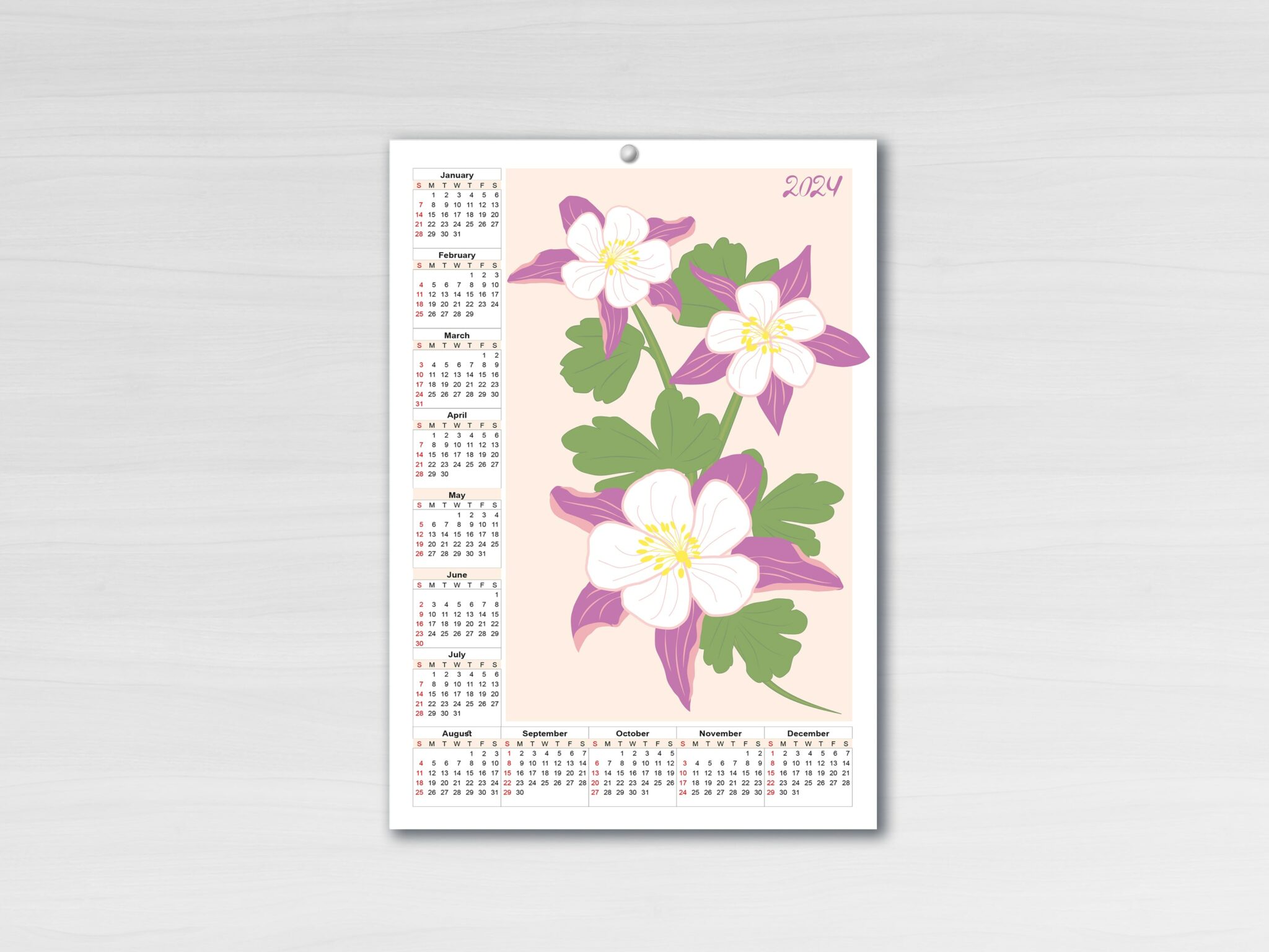 3 Wall Vector Floral Calendars_2024_vertical - MasterBundles