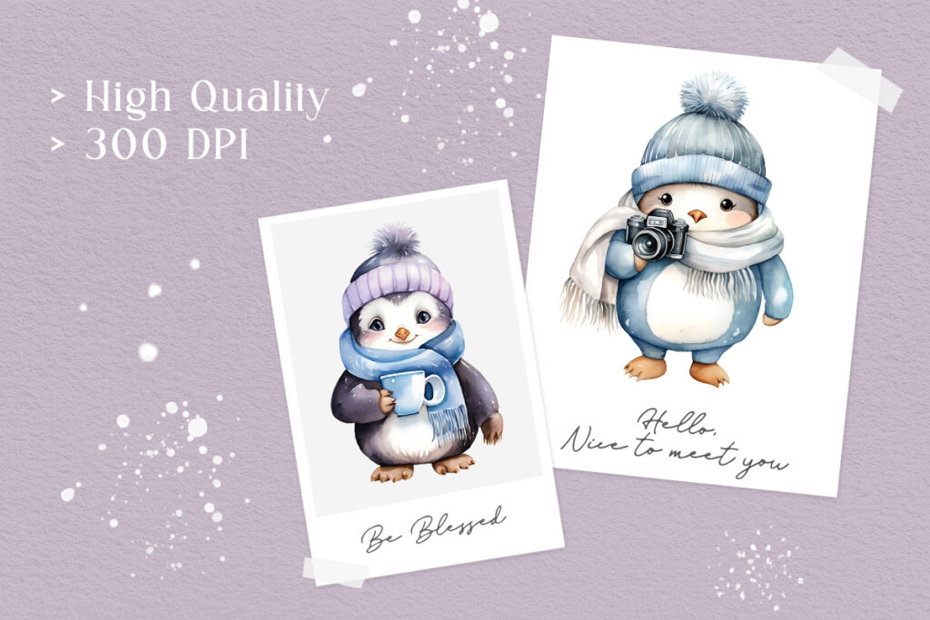 Cute Penguin Winter PNG Sublimation Clipart Bundle - MasterBundles