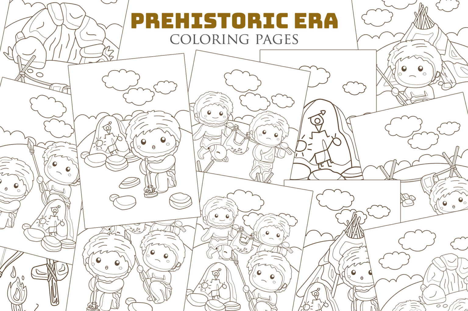 Cute Funny Ancient Human People Activity Prehistoric Era World Period ...
