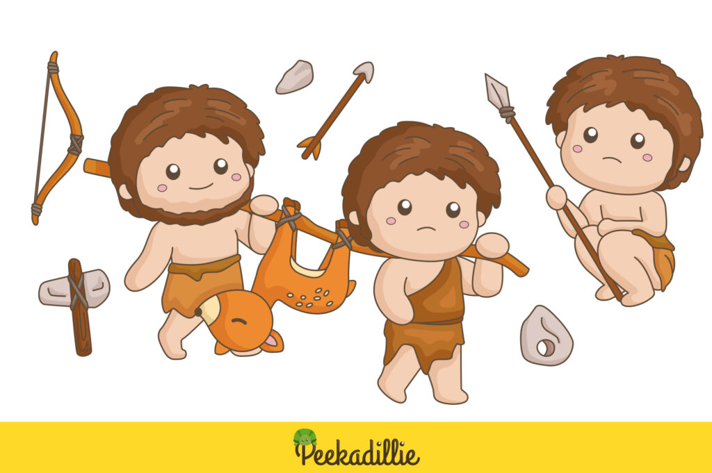 Cute Funny Ancient Human People Activity Prehistoric Era World Period ...