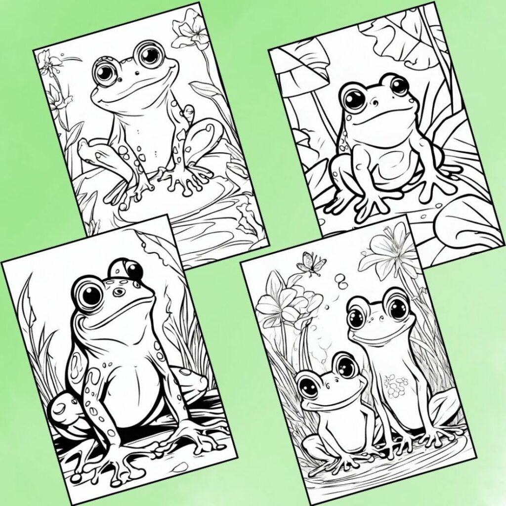 Froggy Coloring Adventure | 12 Relaxing and Calming Frog Coloring Pages ...