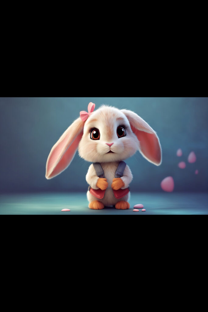 Cute Pixar style pink baby rabbit standing on a abstruct background ...