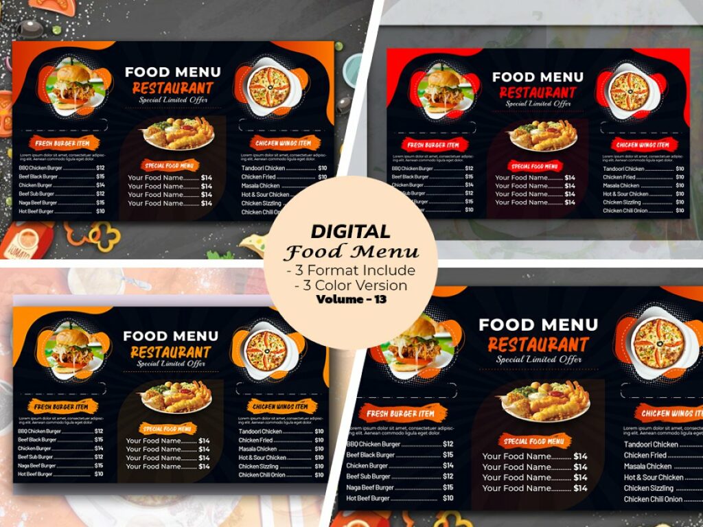 Digital Food Menu Design Template V-13 - MasterBundles