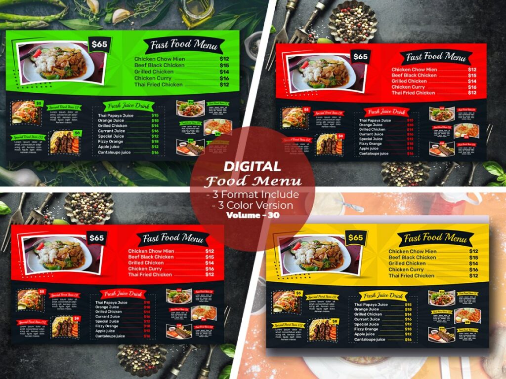 Digital Food Menu Boards - MasterBundles