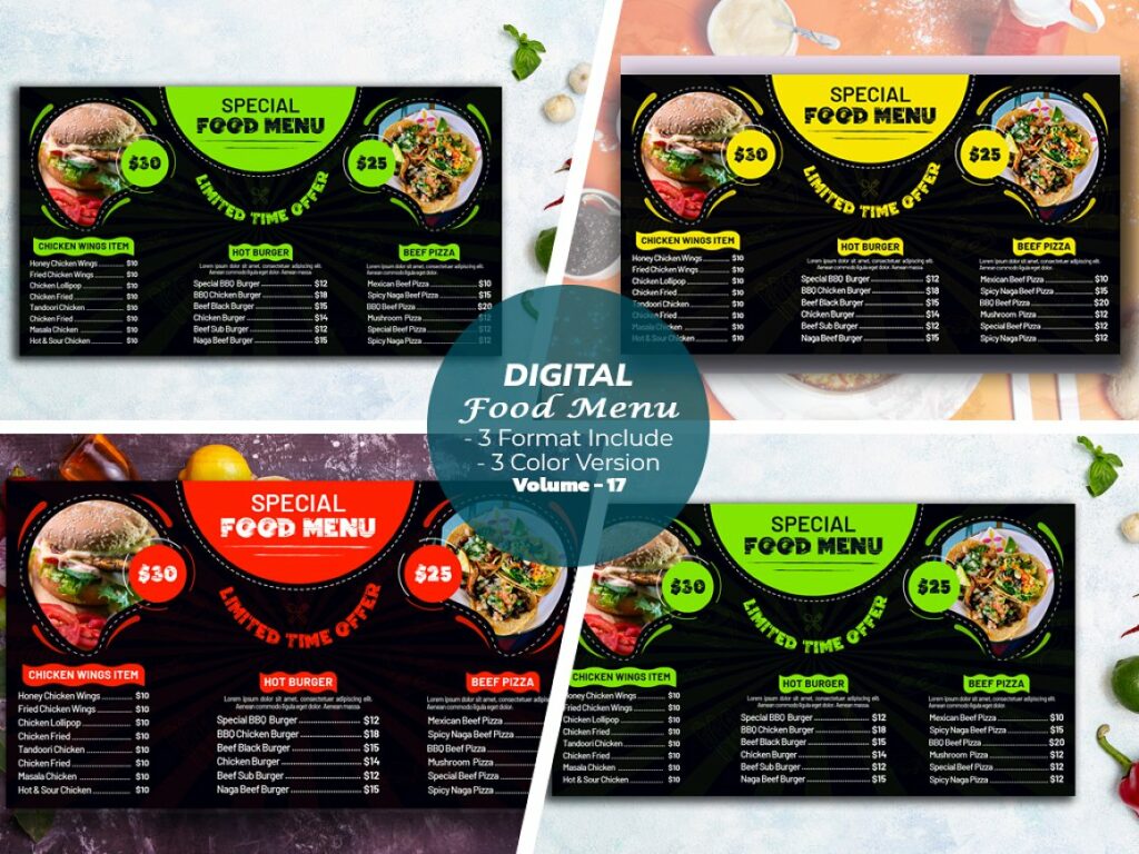 Digital Food Menu Template V-17 - MasterBundles
