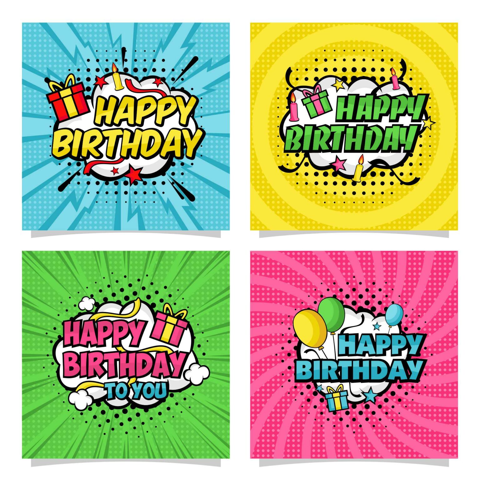 Happy birthday Pop art style collection - $5 - MasterBundles
