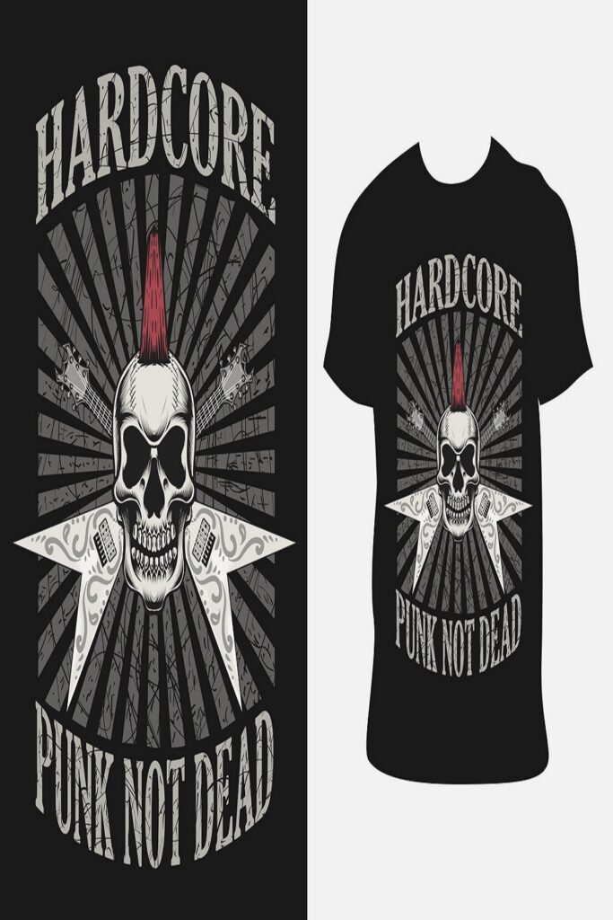 Hardcore punk skull with t-shirt design - MasterBundles