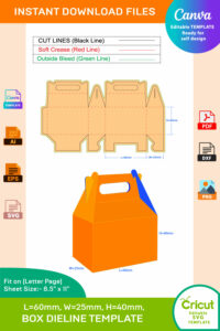 Large Gable Box Dieline Template - MasterBundles