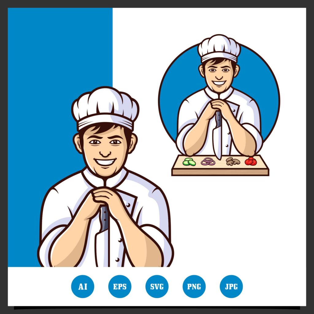 Master chef mascot vector logo design - $10 - MasterBundles