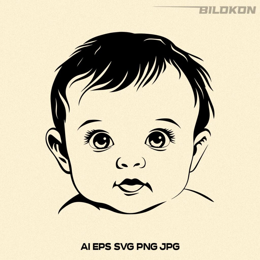 Baby head SVG, Cute baby face logo SVG Vector Design - MasterBundles