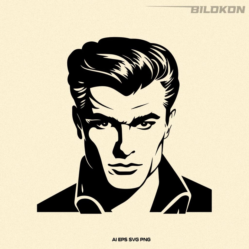 Retro Man Head, Man face SVG Vector - MasterBundles