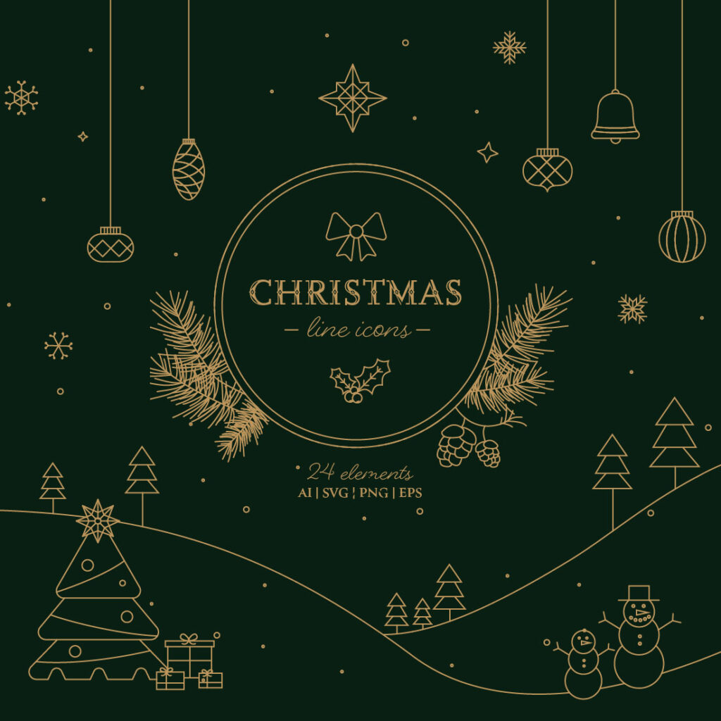 36 Christmas Icons Set x 4 Styles - MasterBundles