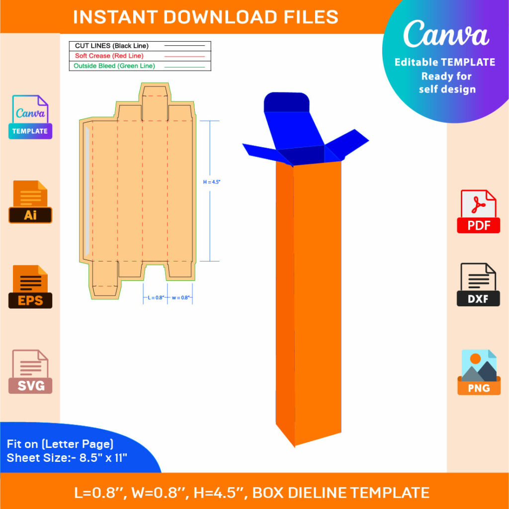 Pen Box, Dieline Template - MasterBundles