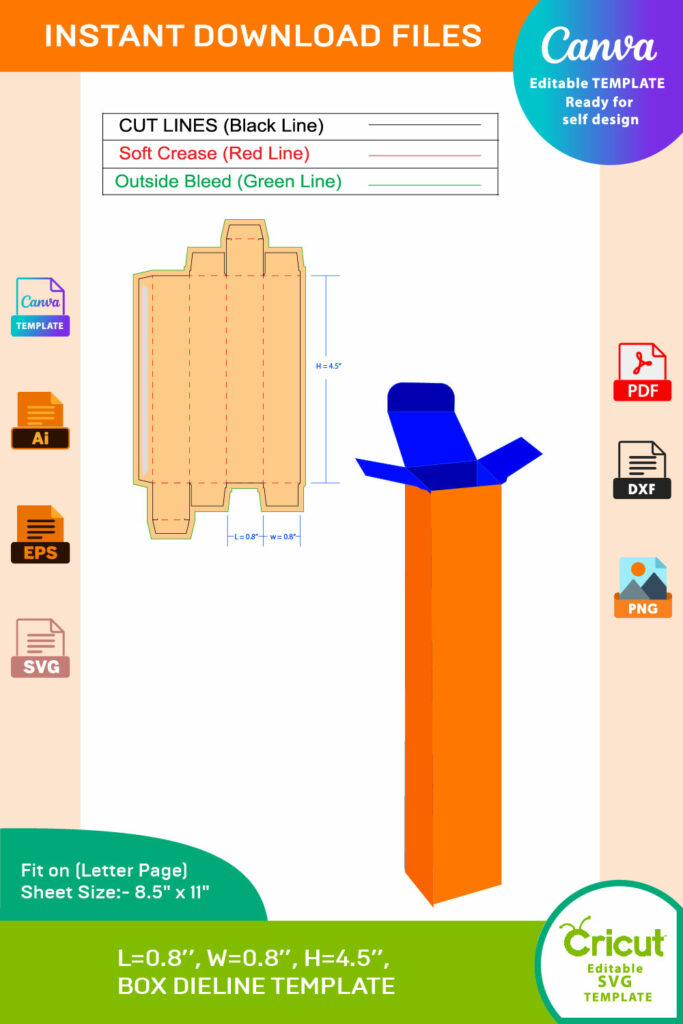 Pen Box, Dieline Template - MasterBundles