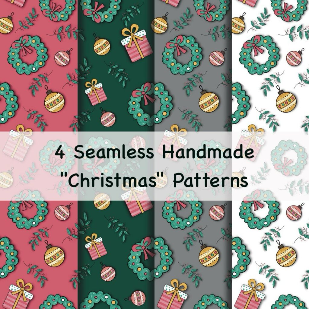 4 Seamless Handmade Christmas Patterns - MasterBundles