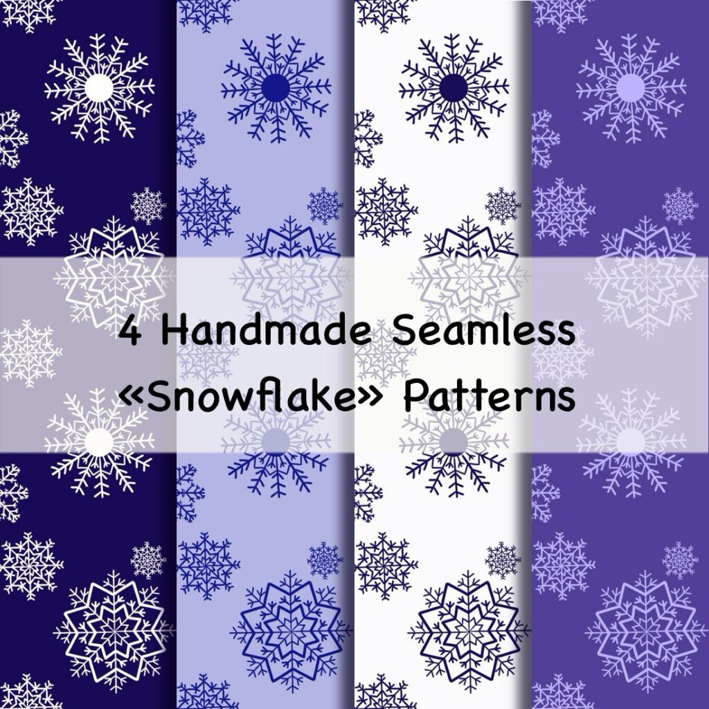4 Hand drawn Seamless Patterns SnowFlake - MasterBundles