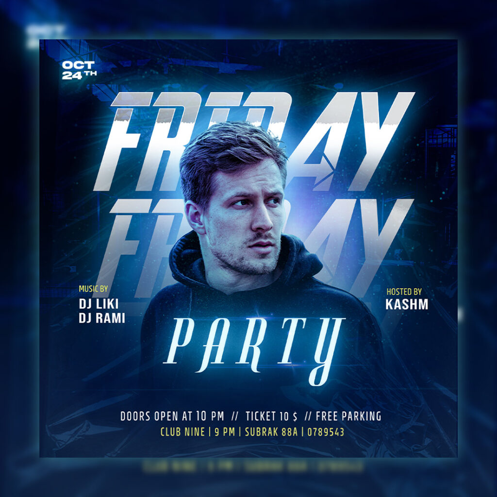 Friday Party Flyer dj party club party social media post and flyer ...