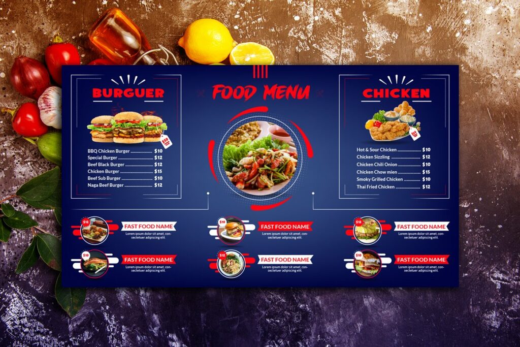 Digital Food Menu Design Template V-23 - MasterBundles