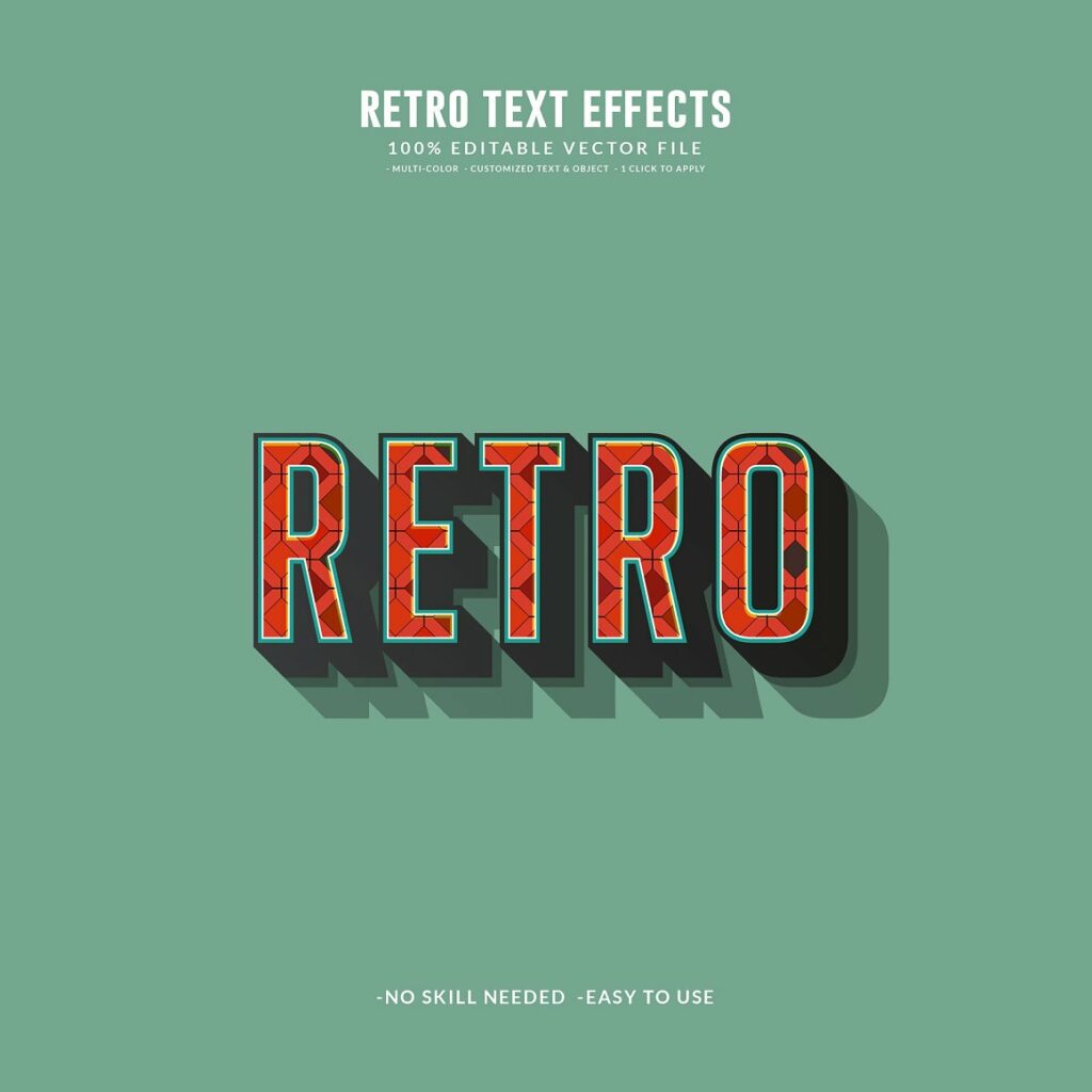 Editable Retro Vector Text Effect - MasterBundles