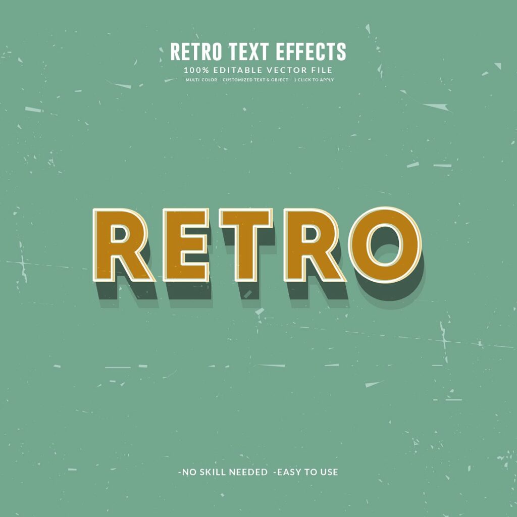 Editable Retro Vector Text Effect - MasterBundles