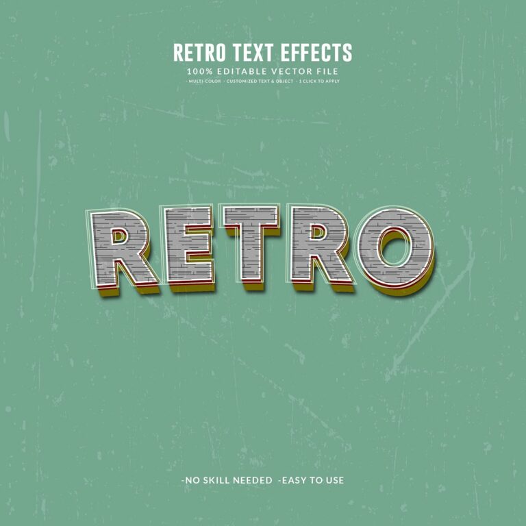 Editable Retro Vector Text Effect - MasterBundles