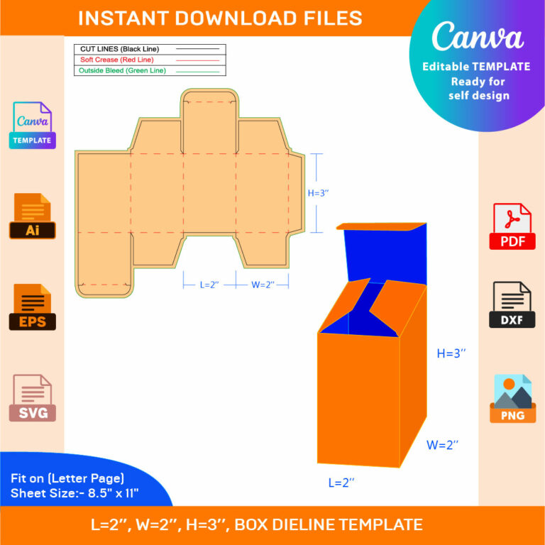 Rivers Tuck End Box, Storage Box, Gift Box, Dieline Template ...