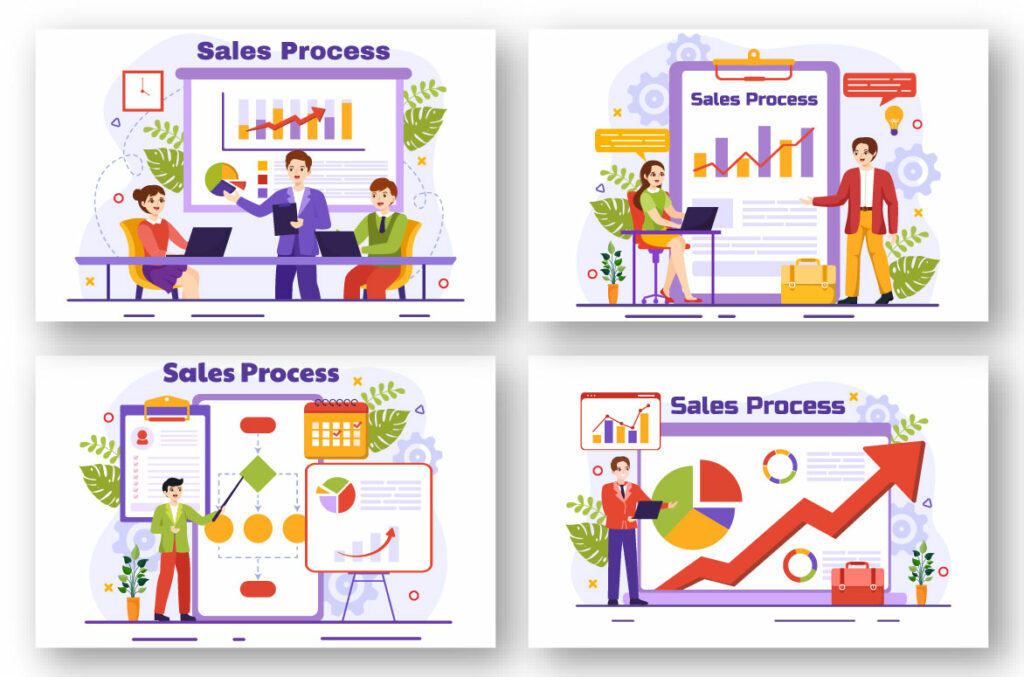12 Sales Process Illustration - MasterBundles