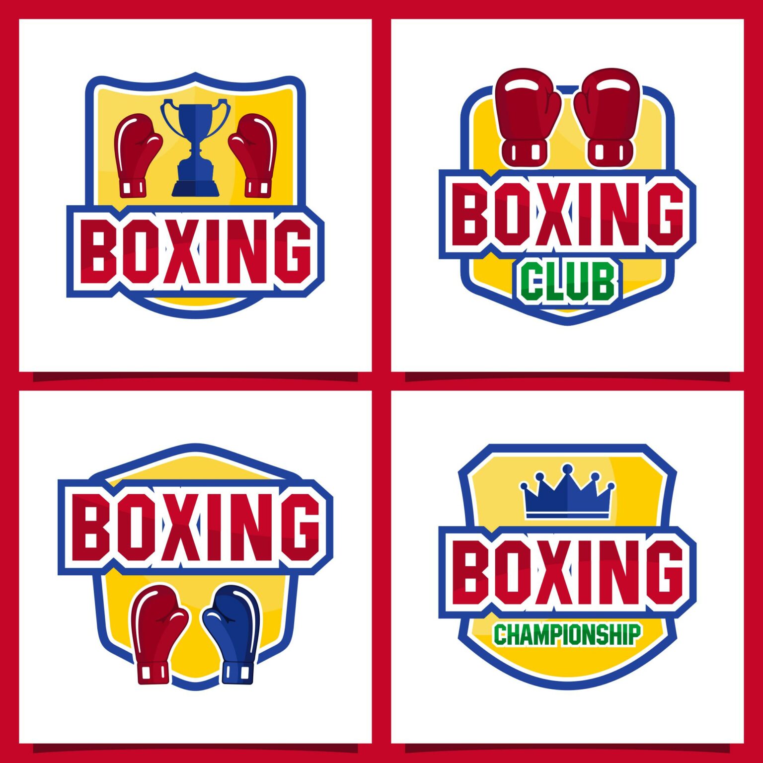 Set Boxing badge design logo - $4 - MasterBundles