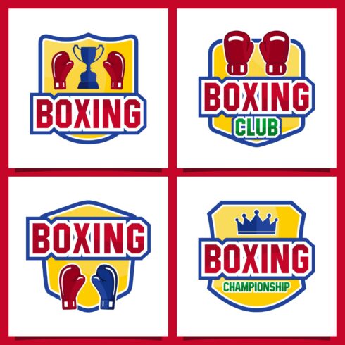 Set Boxing badge design logo - $4 - MasterBundles
