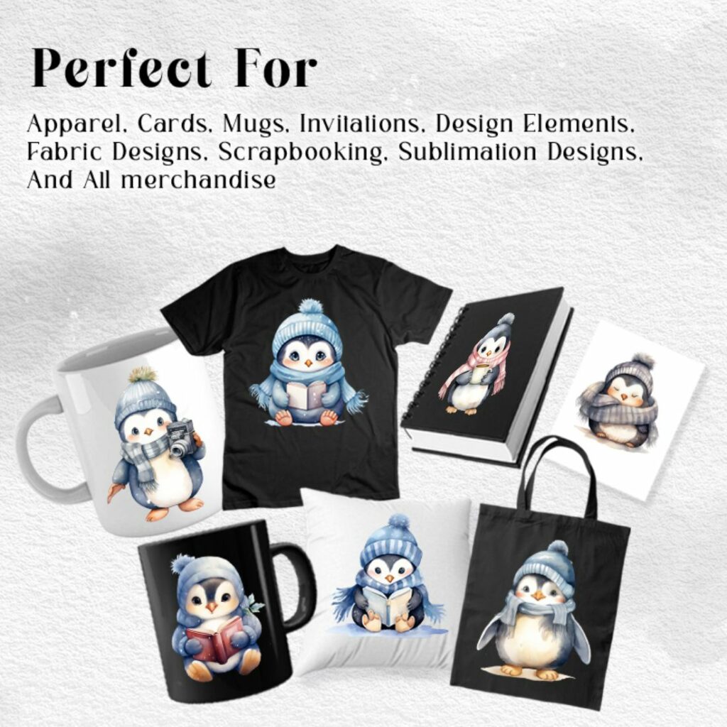 Cute Penguin Winter PNG Sublimation Clipart Bundle - MasterBundles