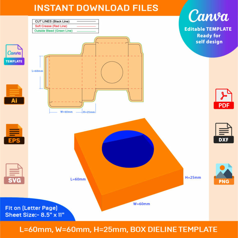 Square Box Dieline Template - MasterBundles