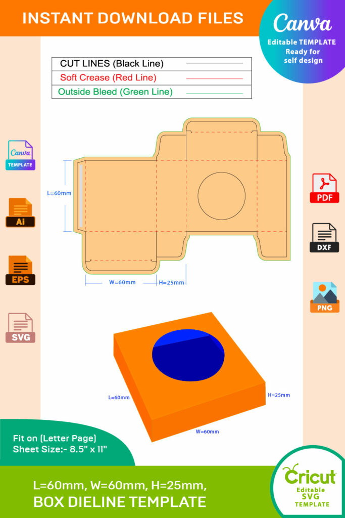 Square Box Dieline Template - MasterBundles