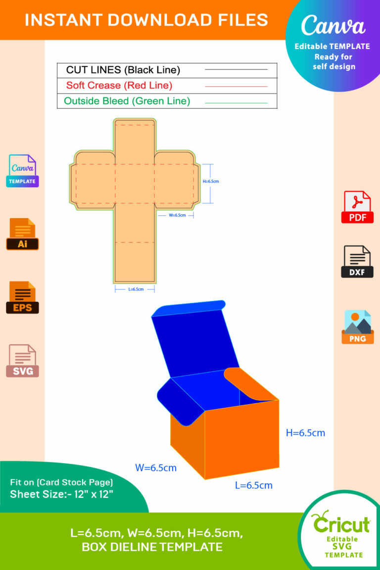 Square Box, Gift Box, Stroge Box Dieline Template - MasterBundles