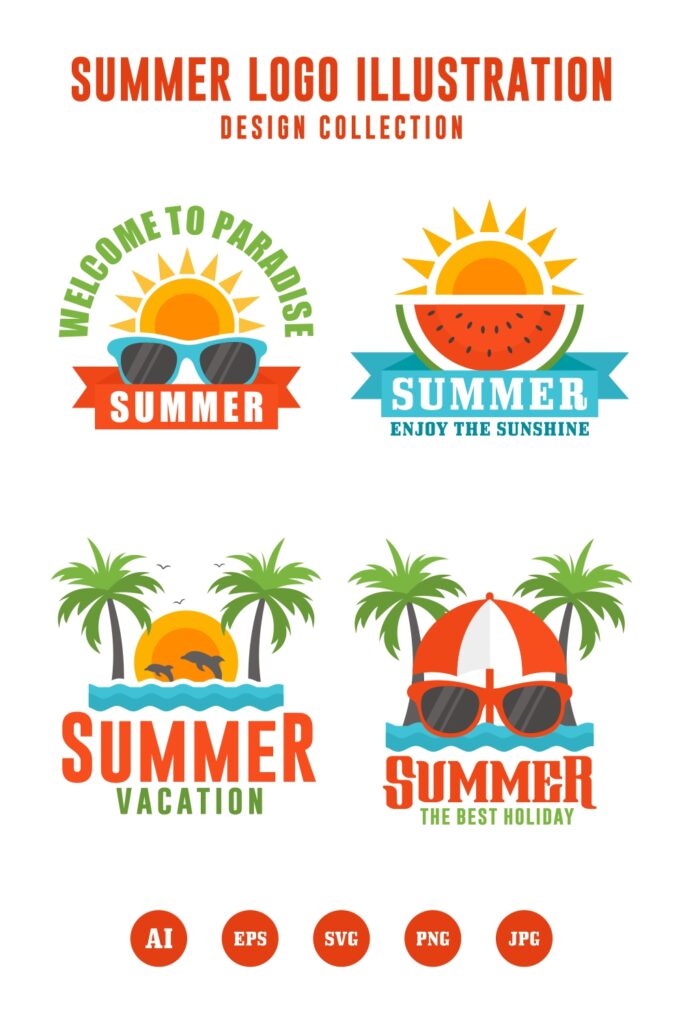 Summer logo design Illustration - $4 - MasterBundles