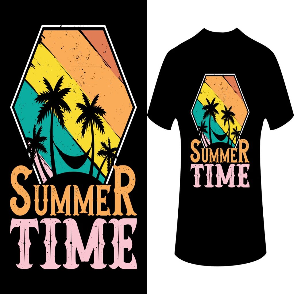 Summer time retro vintage t-shirt design summer t-shirt - MasterBundles