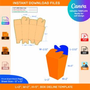 Take-out Box, Cut File Box, Party Favor Box Dieline Template ...