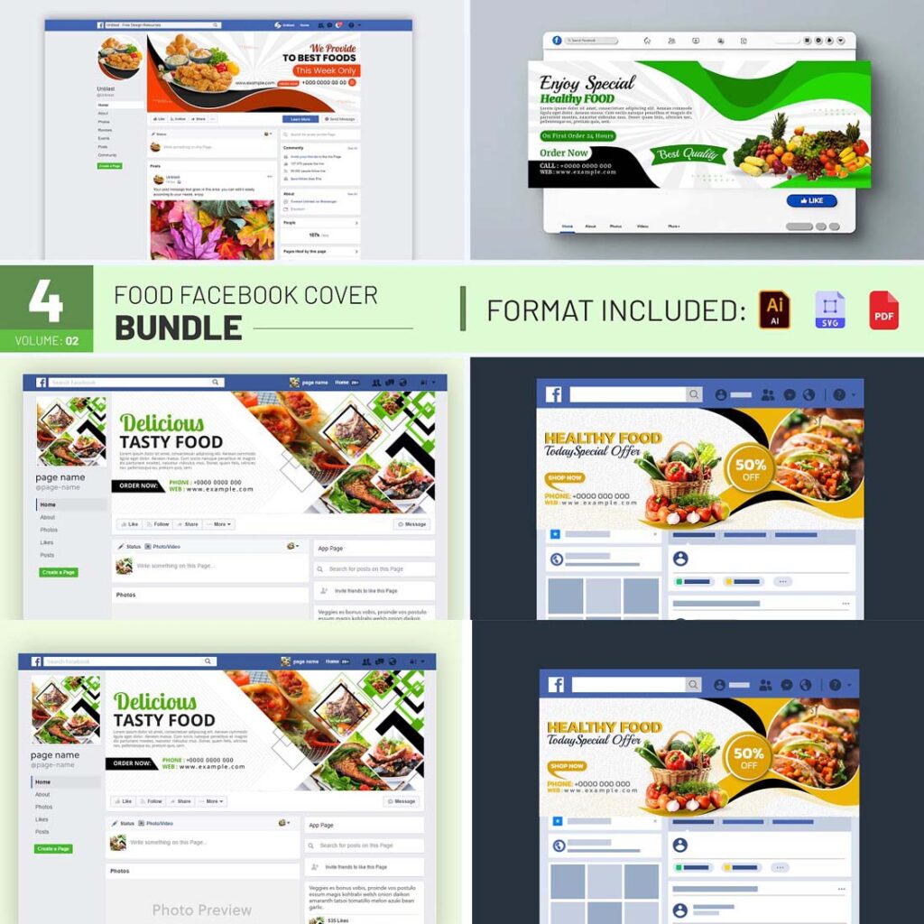 Food Facebook Cover Bundle - MasterBundles