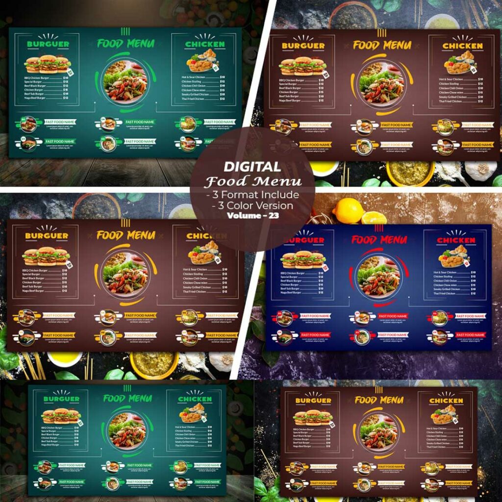 Digital Food Menu Design Template V-23 - MasterBundles