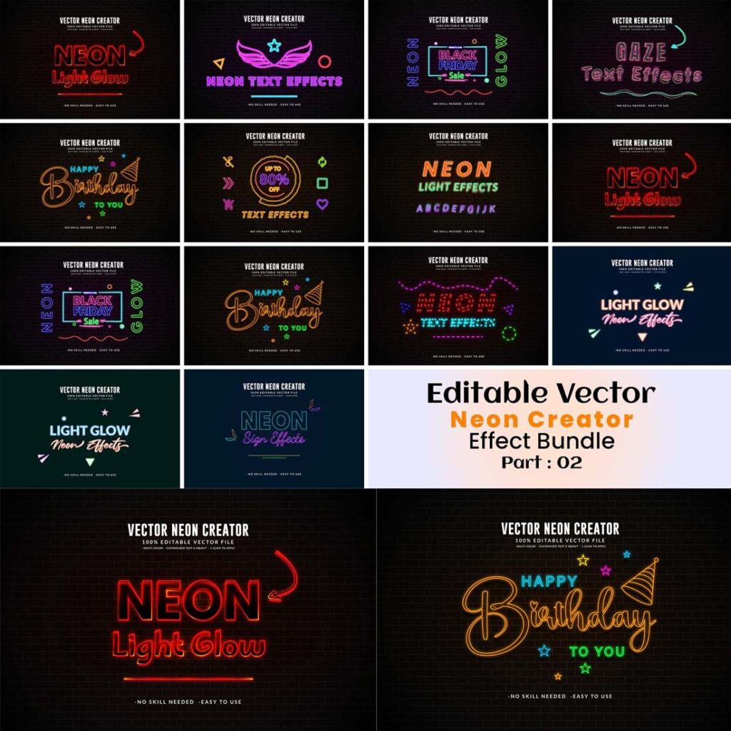 Vector Neon Creator Editable Effect - MasterBundles