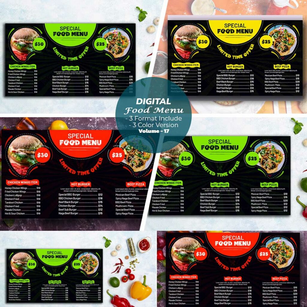 Digital Food Menu Template V-17 - MasterBundles