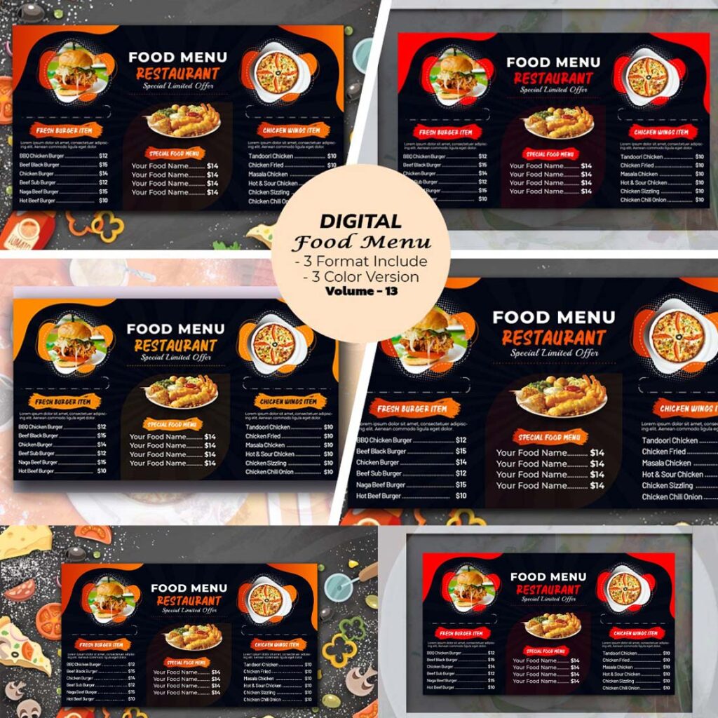 Digital Food Menu Design Template V-13 - MasterBundles