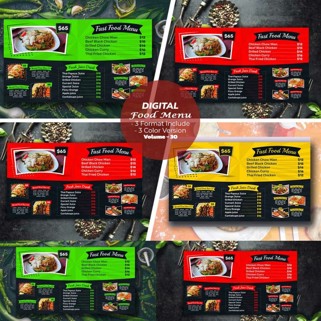 Digital Food Menu Boards - MasterBundles