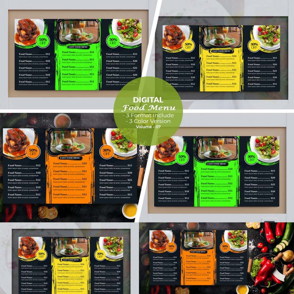 Digital Food Menu Design Template V-07 - MasterBundles