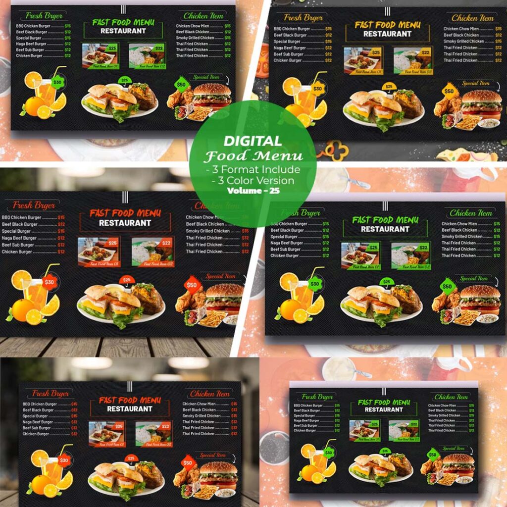 Digital Food Menu Design Template V-25 - MasterBundles
