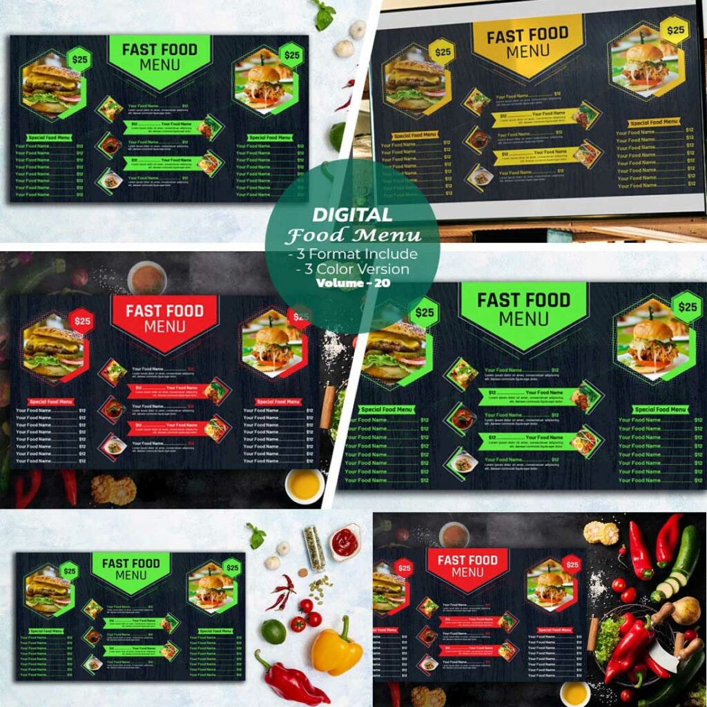 Digital Food Menu Design Template V-20 - MasterBundles