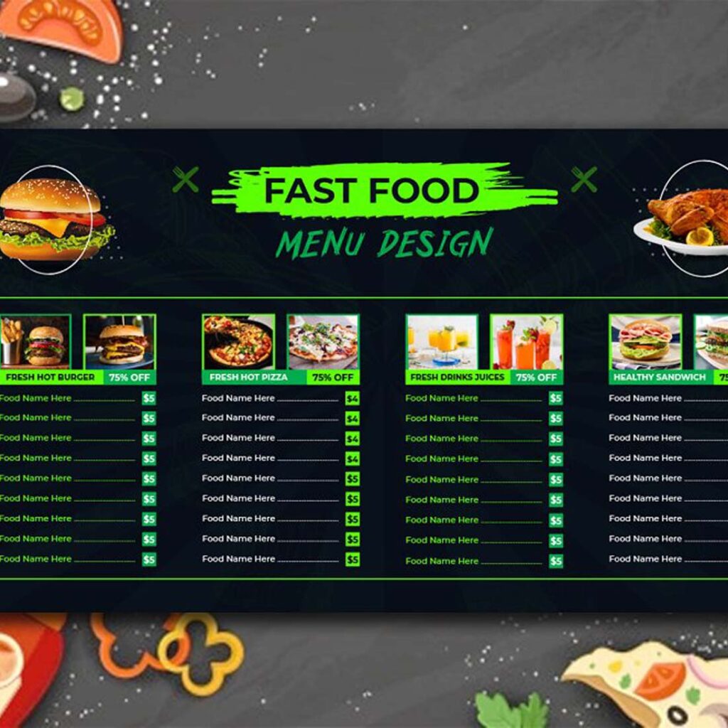 Digital Fast Food Menu Template - MasterBundles