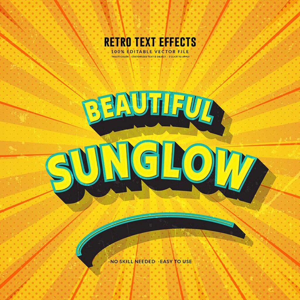 Editable Retro Vector Text Effect - MasterBundles