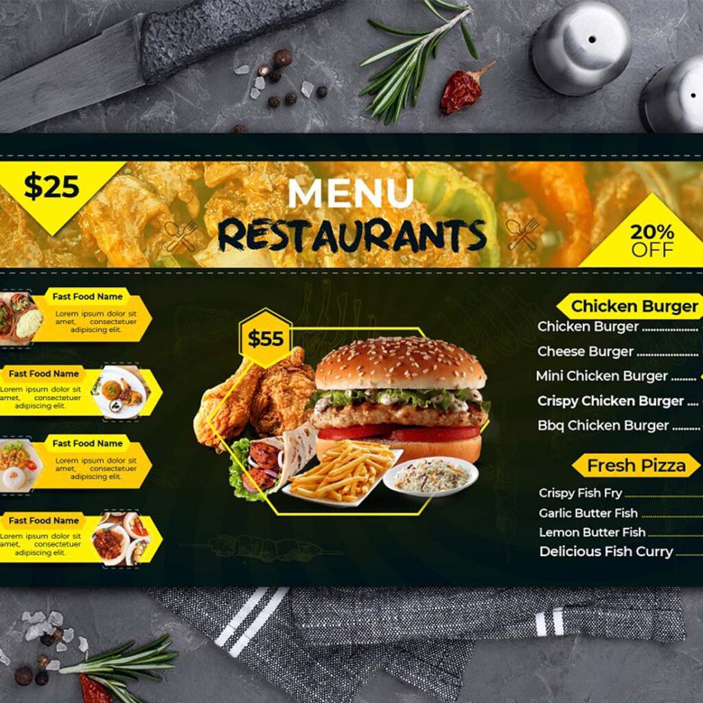Digital Food Menu Design Template V-27 - MasterBundles