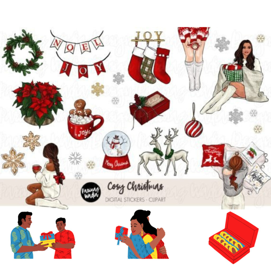 Christmas Hand Drawn Clipart Graphic - MasterBundles