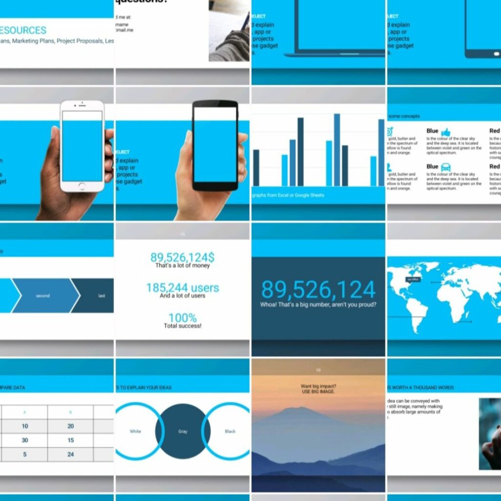 Blue professional presentation power point template - MasterBundles